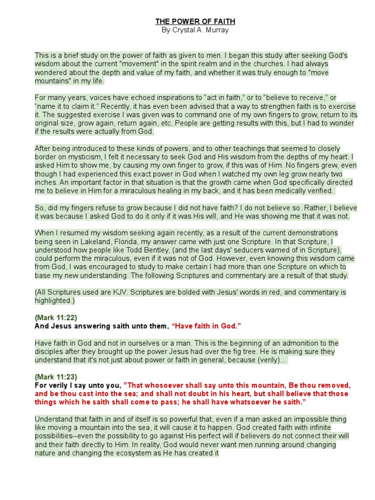 The Power of Faith | PDF | Faith | Miracle