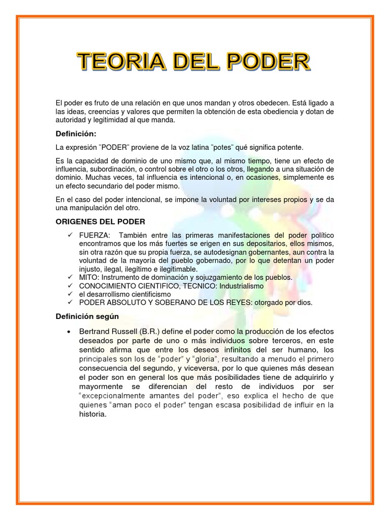 Teoria Del Poder Word | Descargar gratis PDF | Poder (social y político ...