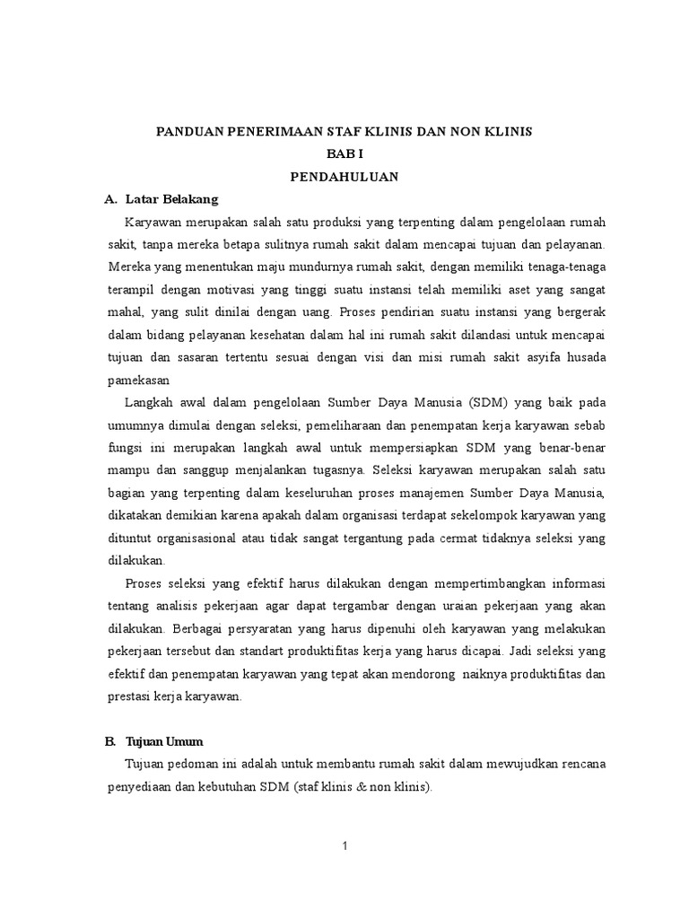 Panduan Penerimaan Staf Klinis Dan Non Klinis | PDF