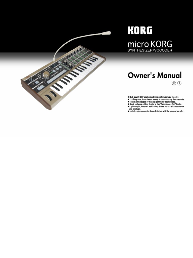 MicroKORG Manual | PDF | Synthesizer | Sound Technology