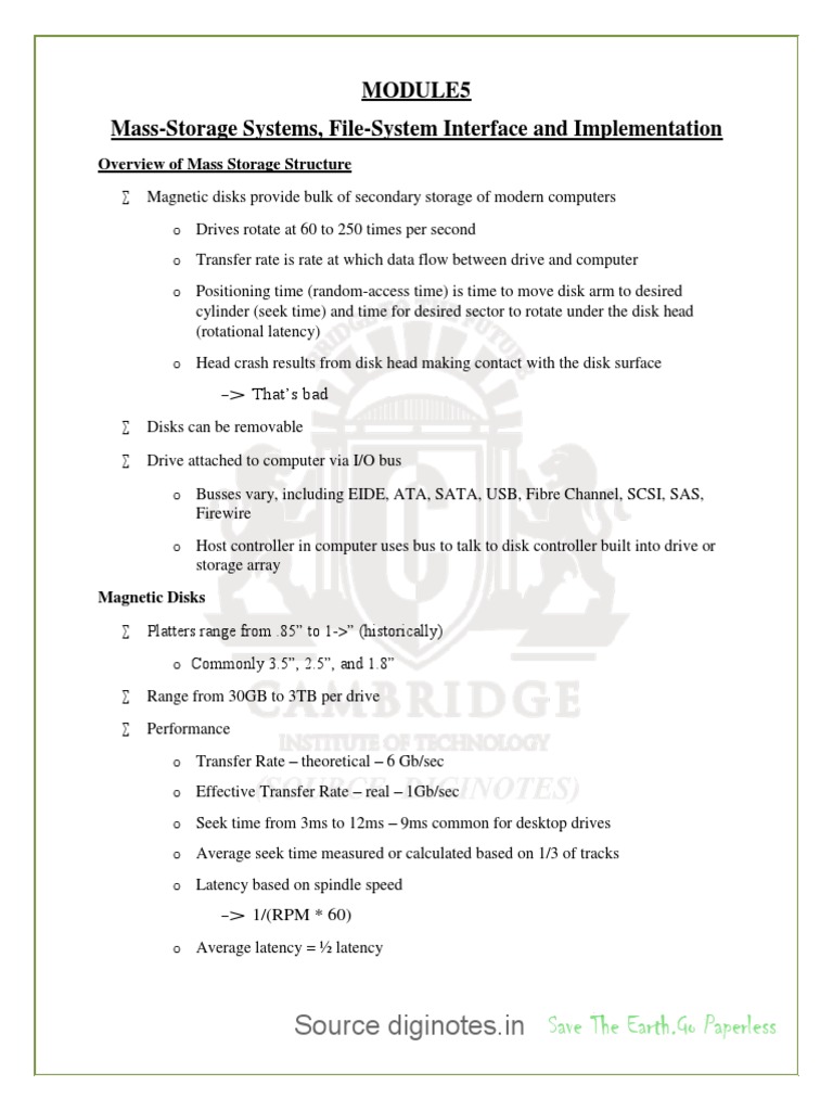 OS Module 5 (Mass-Storage Systems, File-System Interface and ...