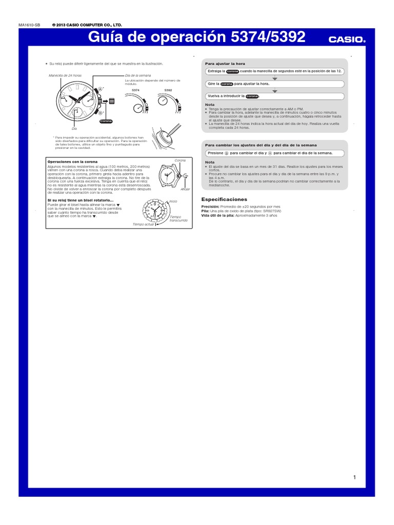 Manual Reloj Casio | PDF | Reloj | Naturaleza