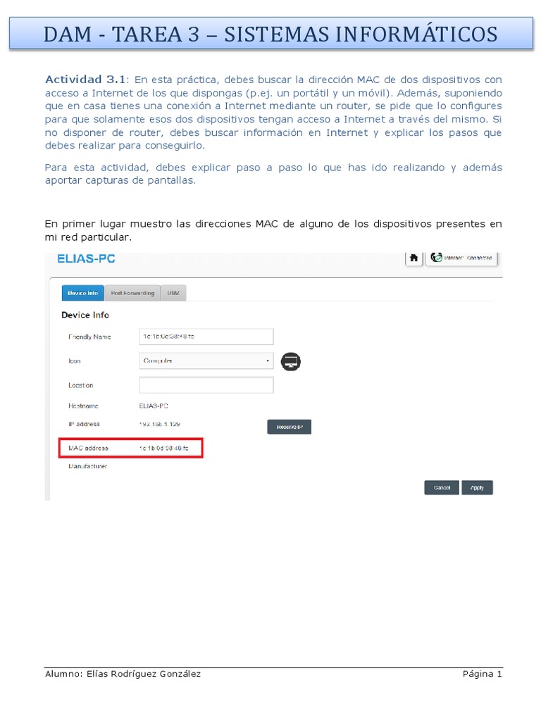 Sistemas Informaticos Tarea 3 Dam | PDF | Red de computadoras | Enrutador (Computación)
