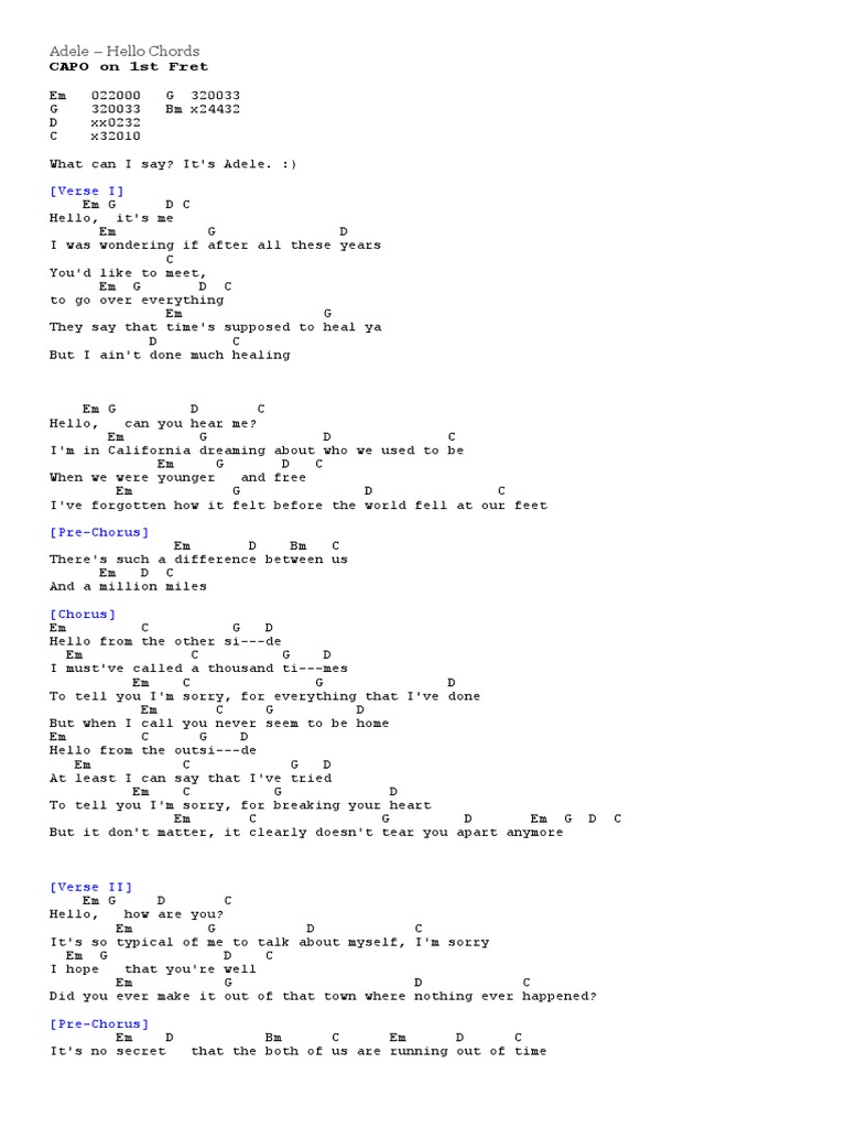 Adele Hello | PDF | Song Structure | Songs