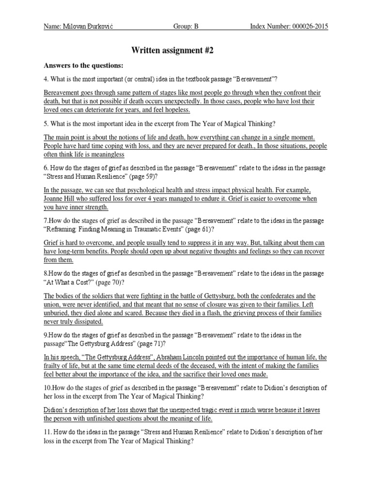 Katic Igor Assignment 2 | PDF | Grief | Emotions