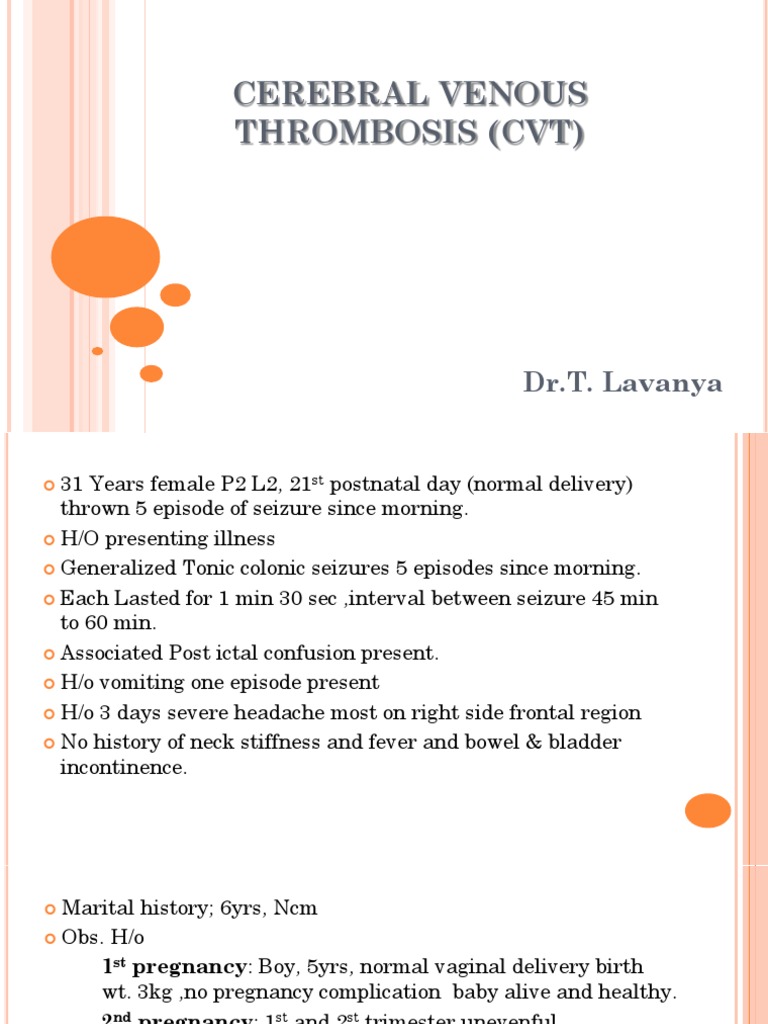 Cerebral Venous Thrombosis Cvt Pdf Thrombosis Hypertension