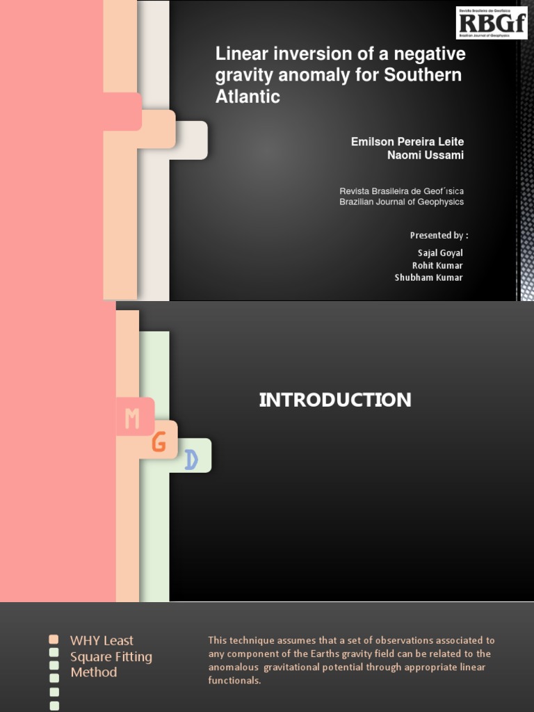 Linear Inversion of A Negative Gravity Anomaly For Southern Atlantic ...