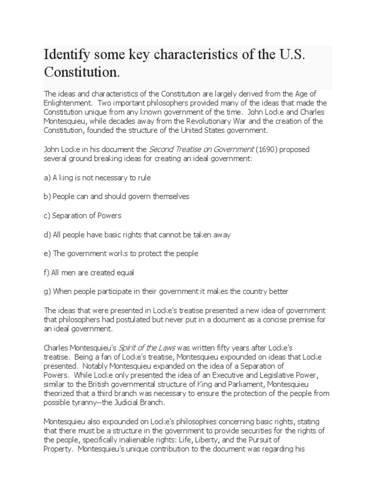 The Philosophical Foundations of Key Characteristics of the U.S ...