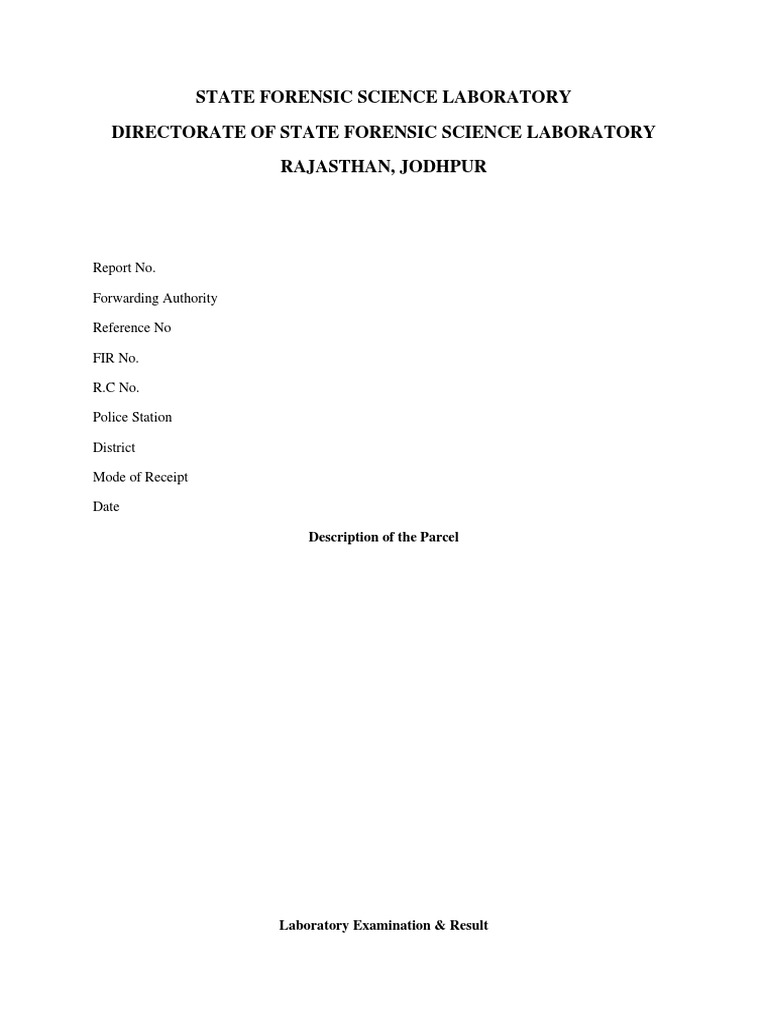 State Forensic Science Laboratory Directorate of State Forensic Science ...