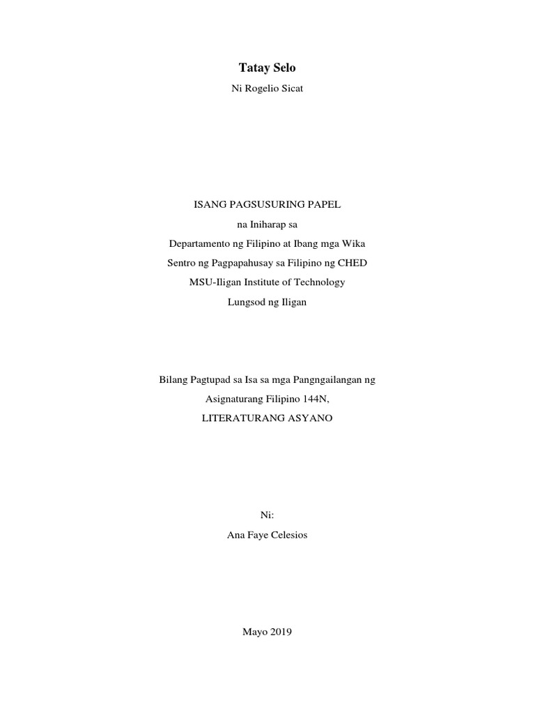 Tata Selo Analisis | PDF