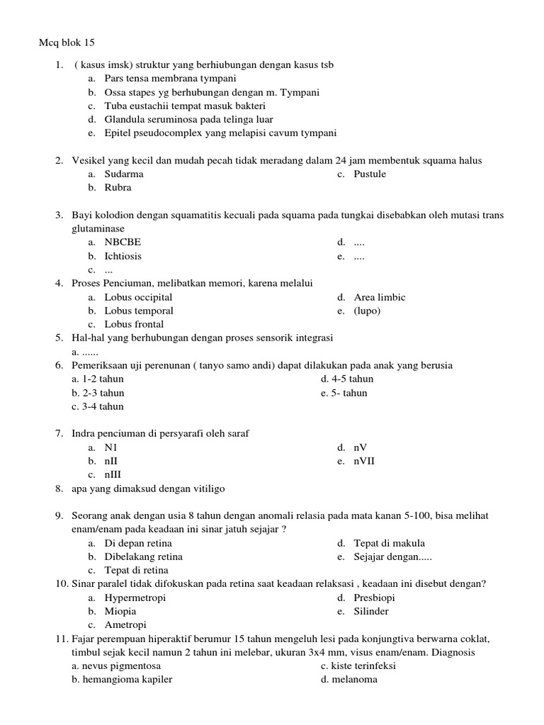 MCQ Blok 15 2011 | PDF | Sains & Matematika