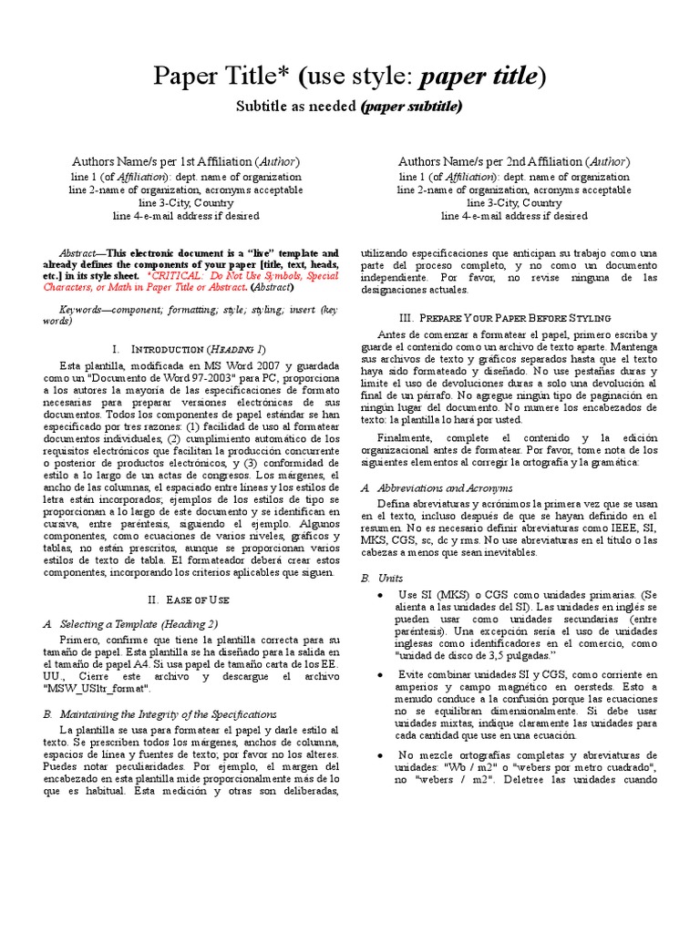 Paper Ieee Español | PDF | Comillas | Soporte