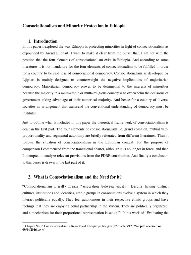 Consociationalism and Minority Protectio | PDF | Ethiopia | United ...