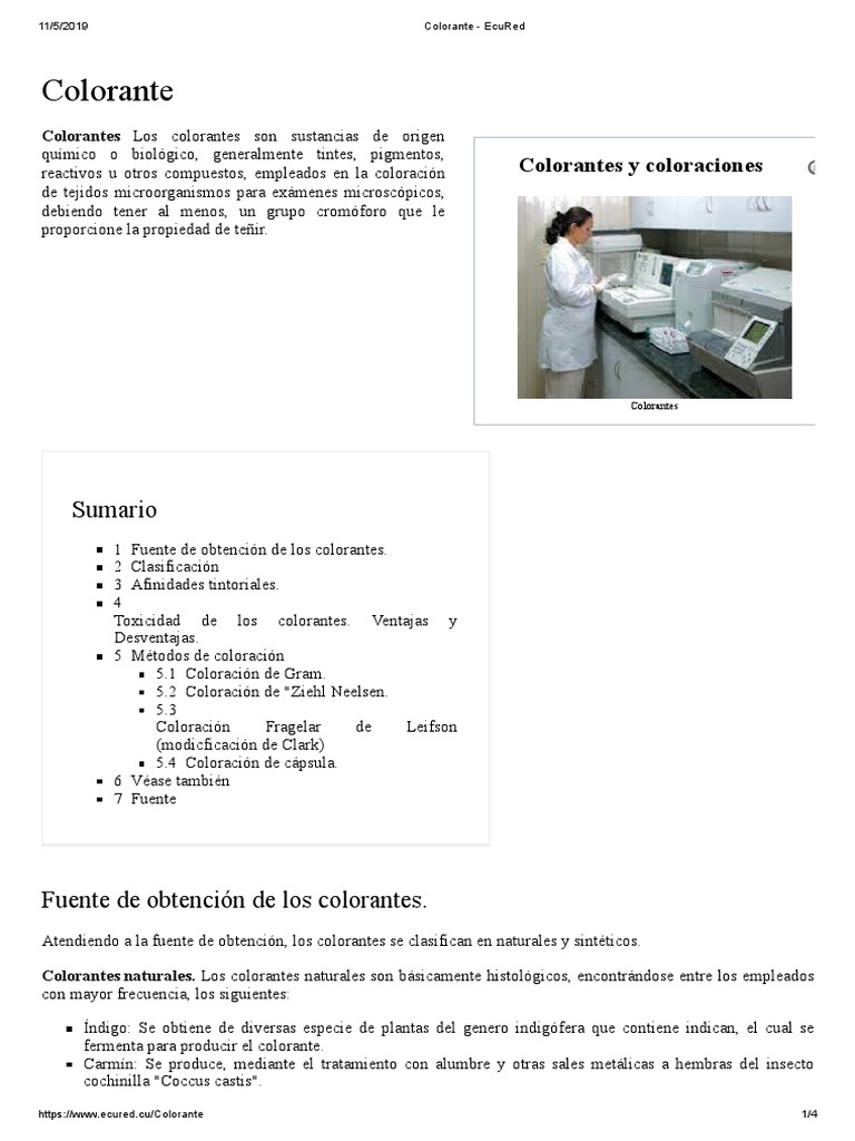 Colorante - EcuRed | PDF | Tinción | Química