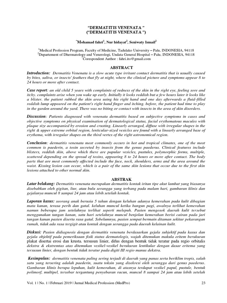 "Dermatitis Venenata " ("Dermatitis Venenata ") M: Ohamad Fahri, Nur ...