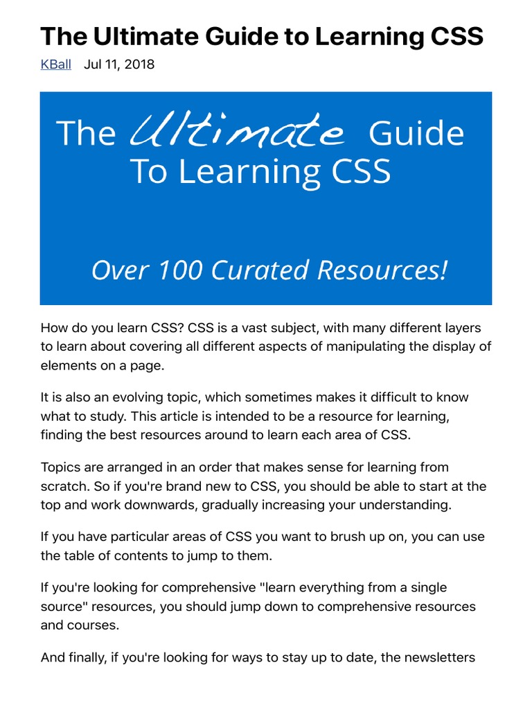 The Ultimate Guide To Learning CSS | PDF | Cascading Style Sheets ...