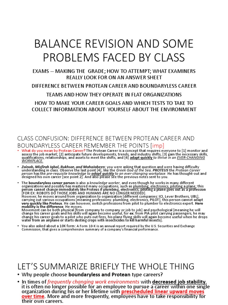 Balance Revision and Some Problems Faced by Class | PDF | Behavioural ...
