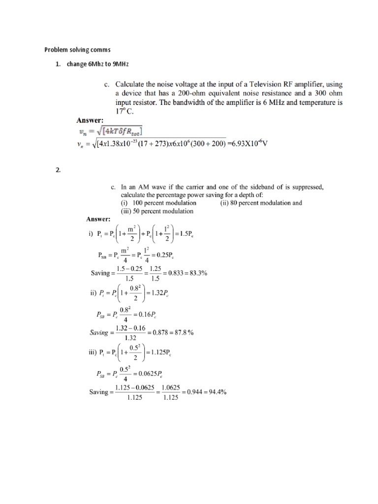 Problem Solving Comms 1. Change 6Mhz To 9Mhz | PDF