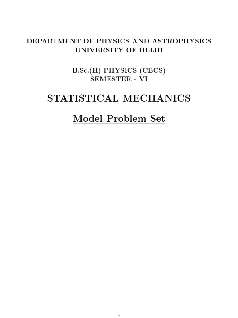 Model Problem Set Solutions | PDF | Entropy | Temperature