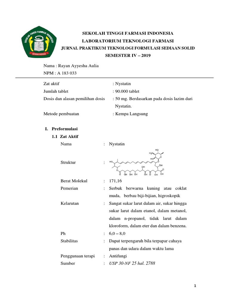 Nystatin Self Formulation | PDF