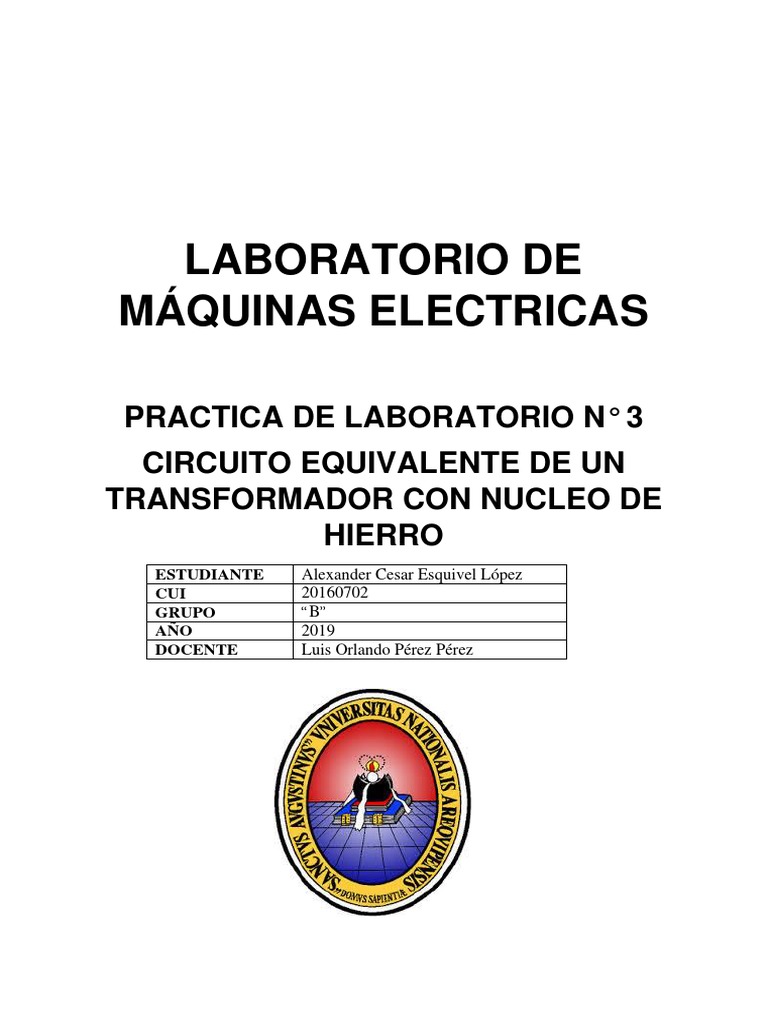 Laboratorio N°3 Maquinas Electricas | PDF | Transformador | Inductor