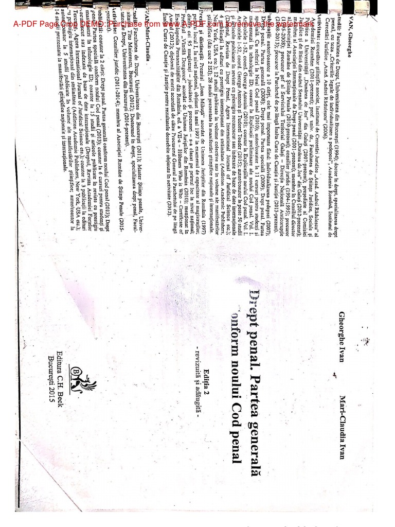 Drept Penal. Partea Generala. Conform Noului Cod Penal | PDF