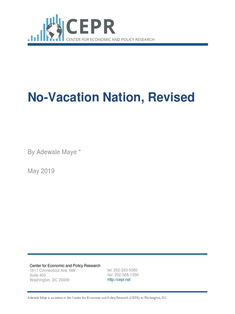 No-Vacation Nation, Revised | PDF | Annual Leave | Working Time