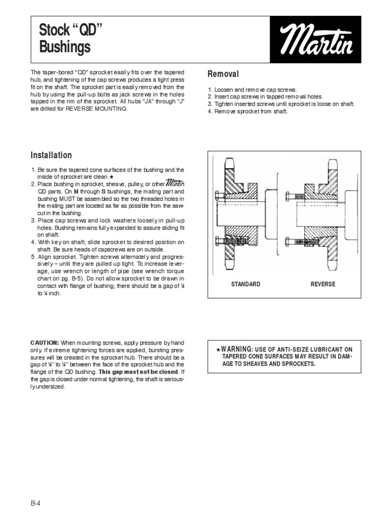 Stock "QD" Bushings: Removal | PDF | Screw | Tools