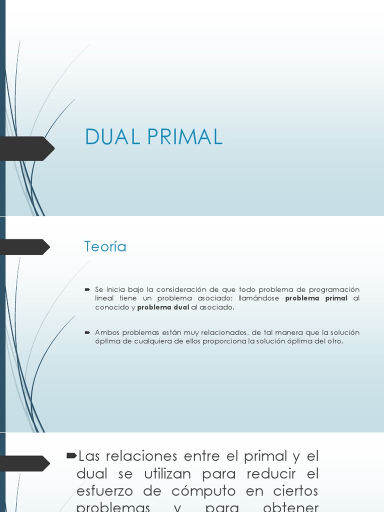 Dual Primal | PDF | Análisis de sensibilidad | Programación lineal