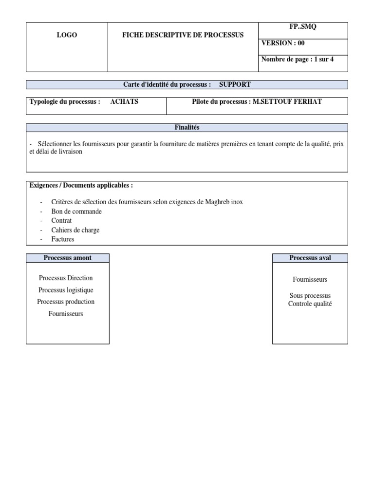 Fiche Processus d'Achat en Entreprise | PDF | Appel d'offres | Business