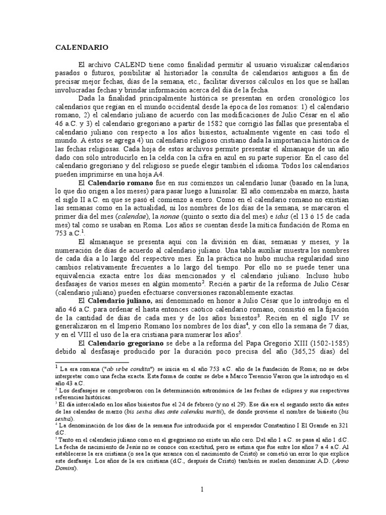 Calendario Juliano | PDF | Calendario | Pascua de Resurrección