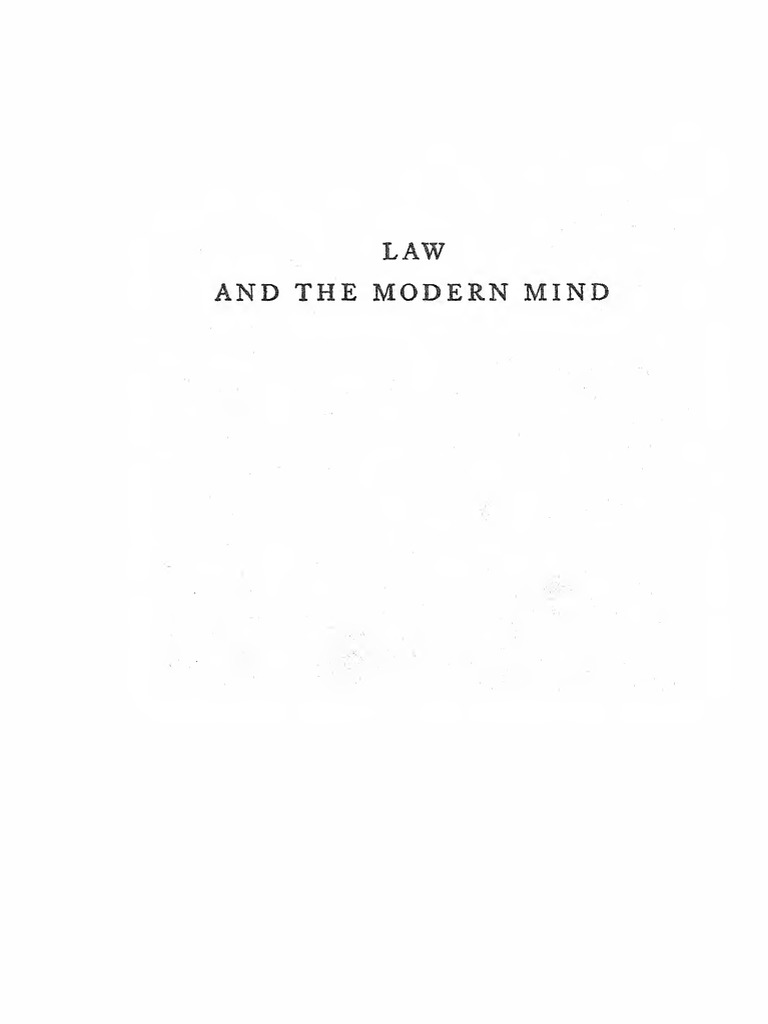 Law and The Modern Mind Jerome Frank PDF | PDF | Precedent | Witness