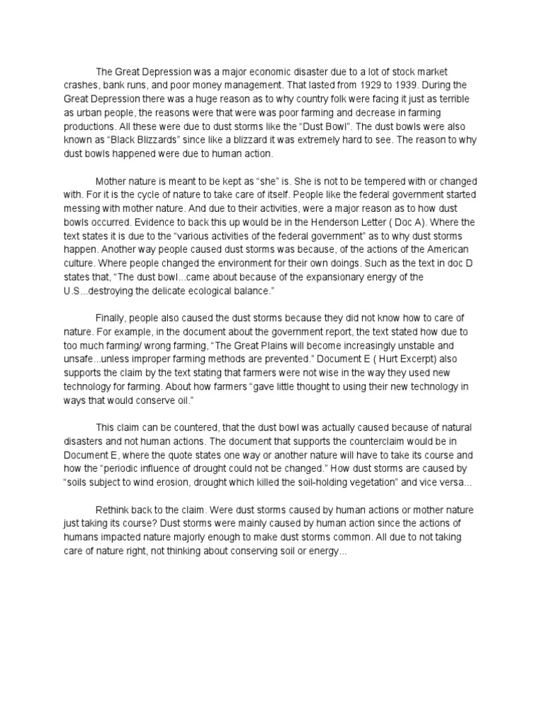 Analytical Dustbowl Essay | PDF | Dust Bowl | Natural Environment