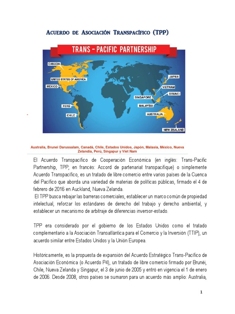 Acuerdo de Asociación Transpacífico (TPP) | Acuerdo de Asociación ...