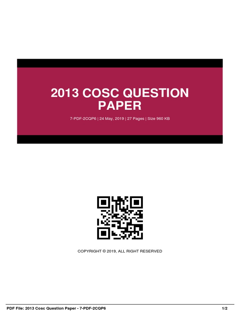 IDf8b290e1a-2013 Cosc Question Paper | PDF