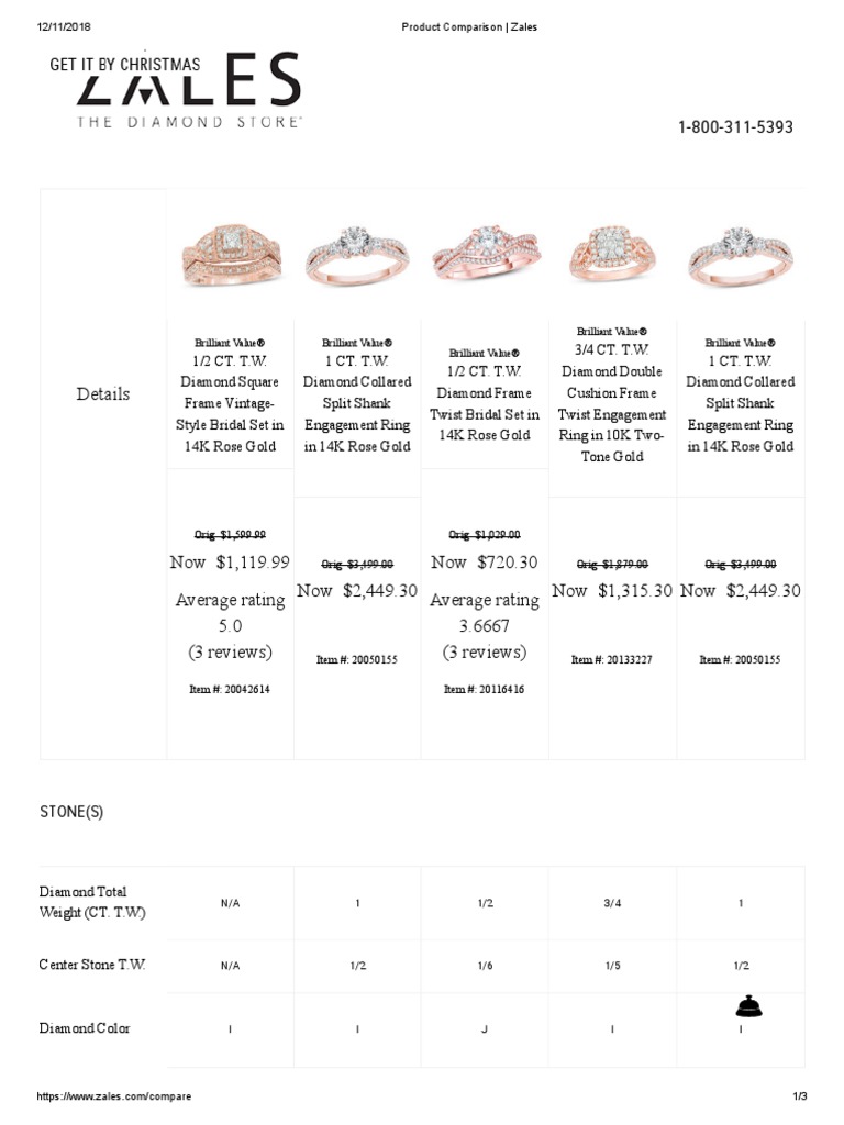 Product Comparison - Zales - 2 | PDF | Native Element Minerals | Jewellery