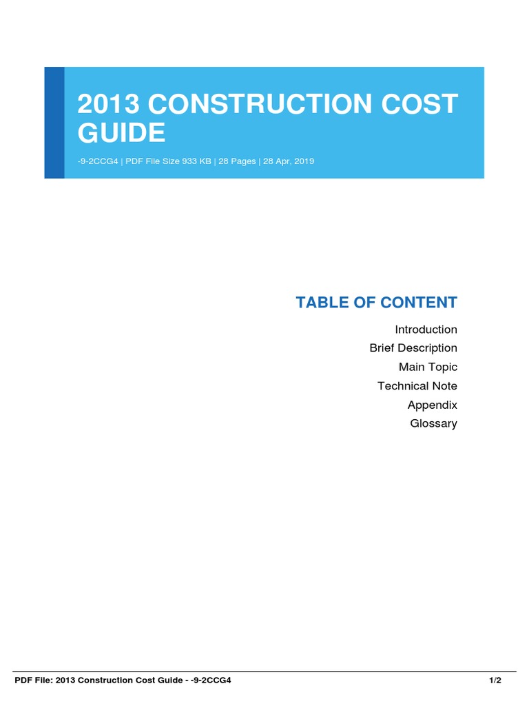 IDc063748a4-2013 Construction Cost Guide | PDF | Textbook | E Books