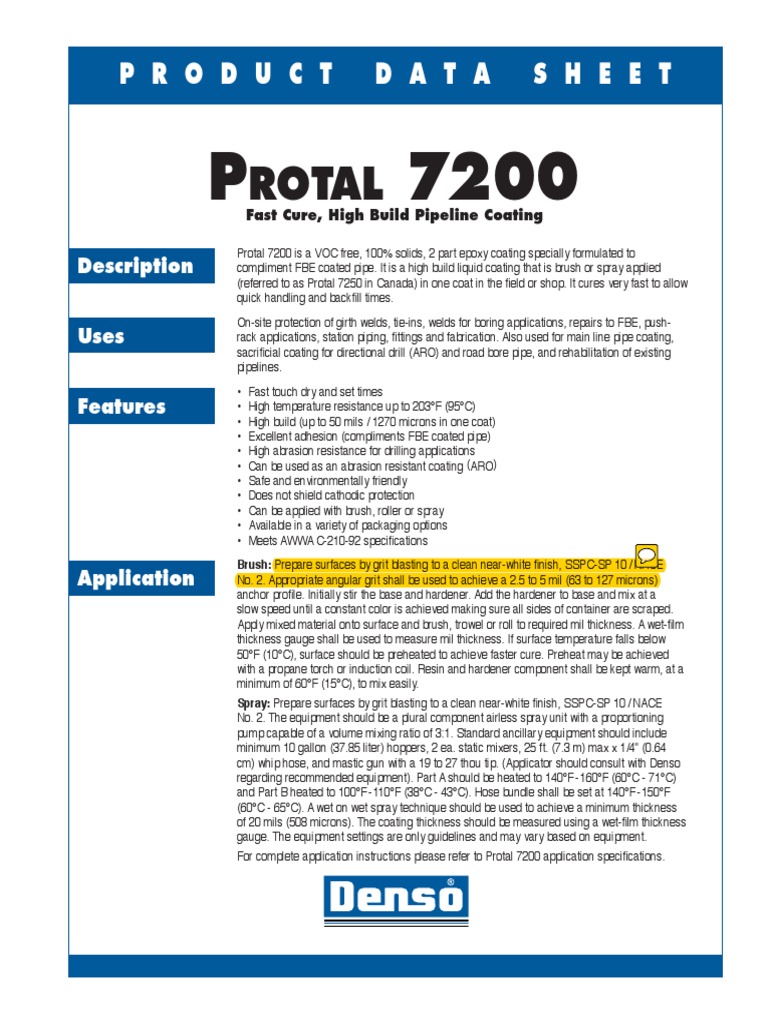 Denso-Protal-7200 Rev - 1607.22 | PDF | Epoxy | Industrial Processes