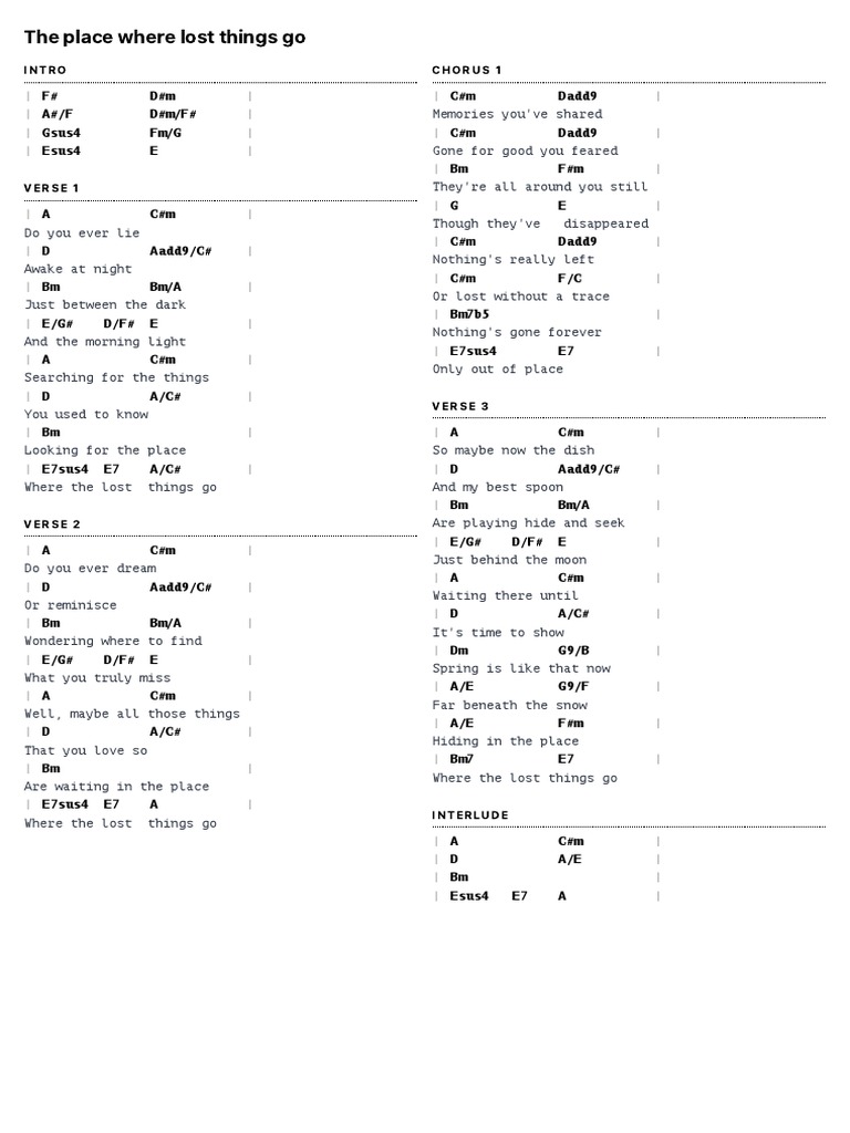 Where the Lost Things Go Lyrics | PDF | Leisure