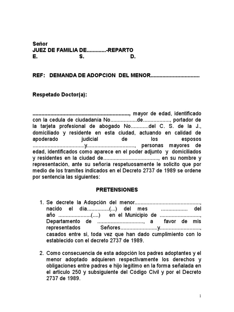 Demanda Adopcion | PDF | Adopción | Información del gobierno