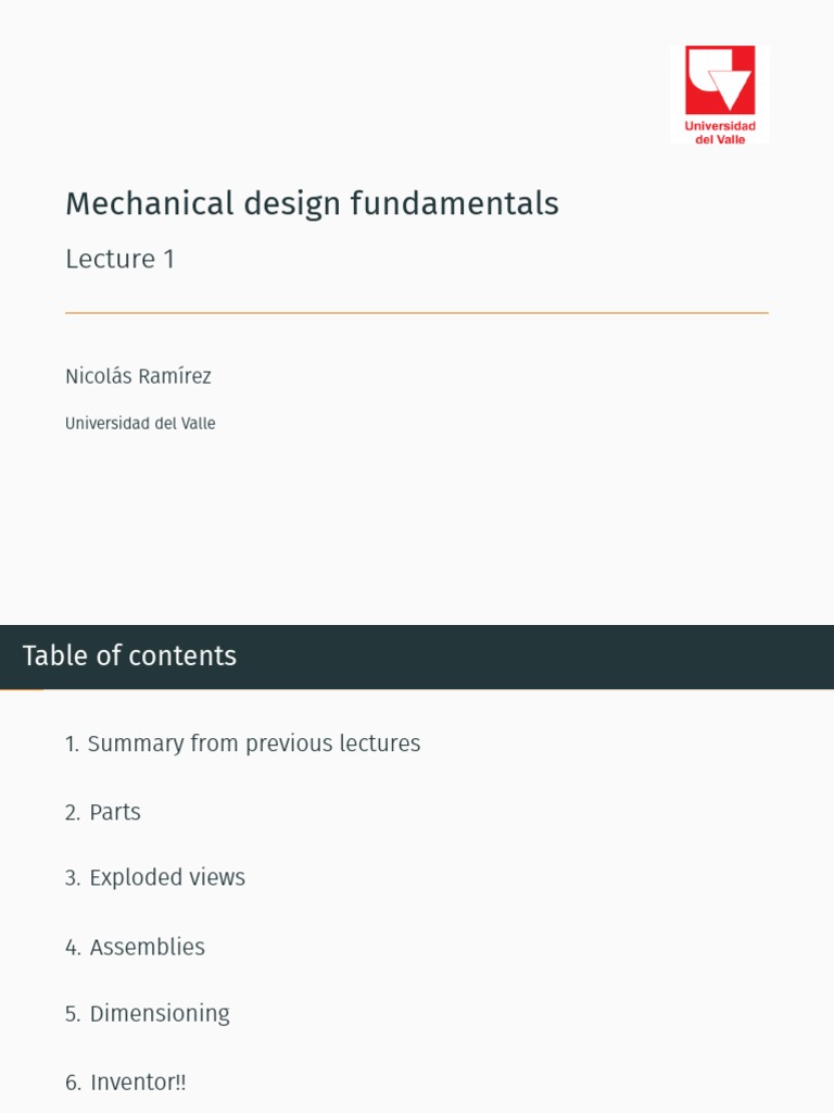 Mechanical Design Fundamentals: Nicolás Ramírez | PDF