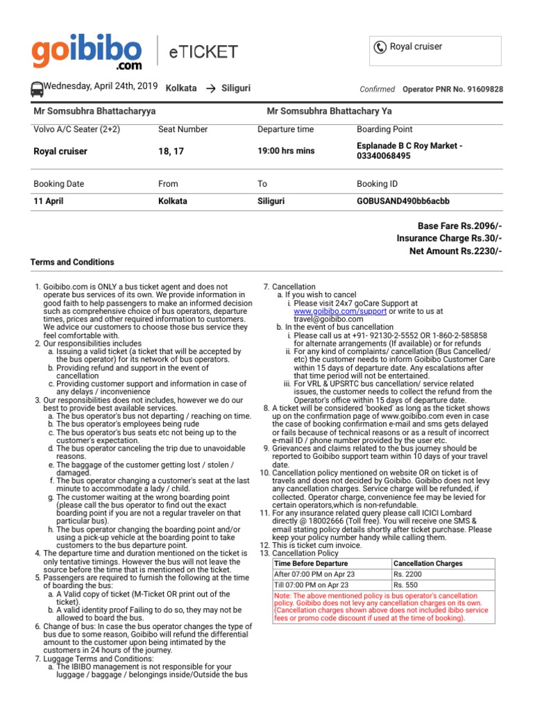 Goibibo Document | PDF | Ticket (Admission) | Baggage