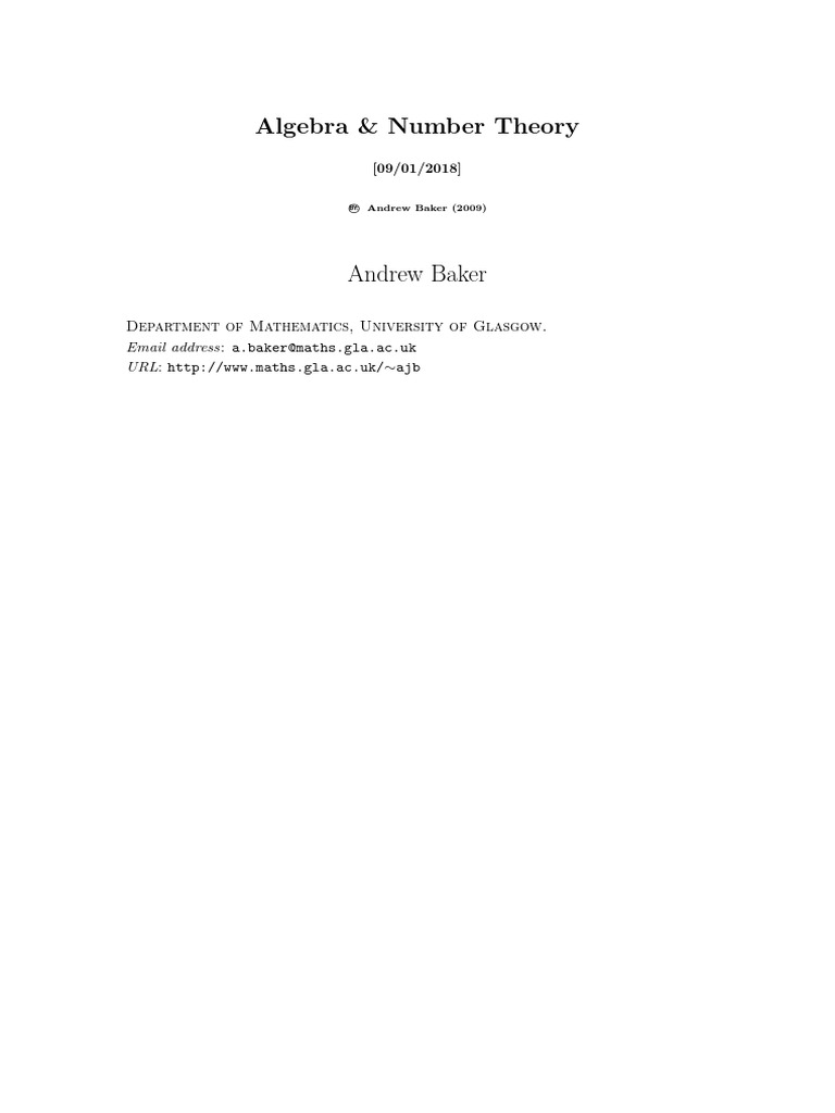 Algebra & Number Theory | PDF | Group (Mathematics) | Integer