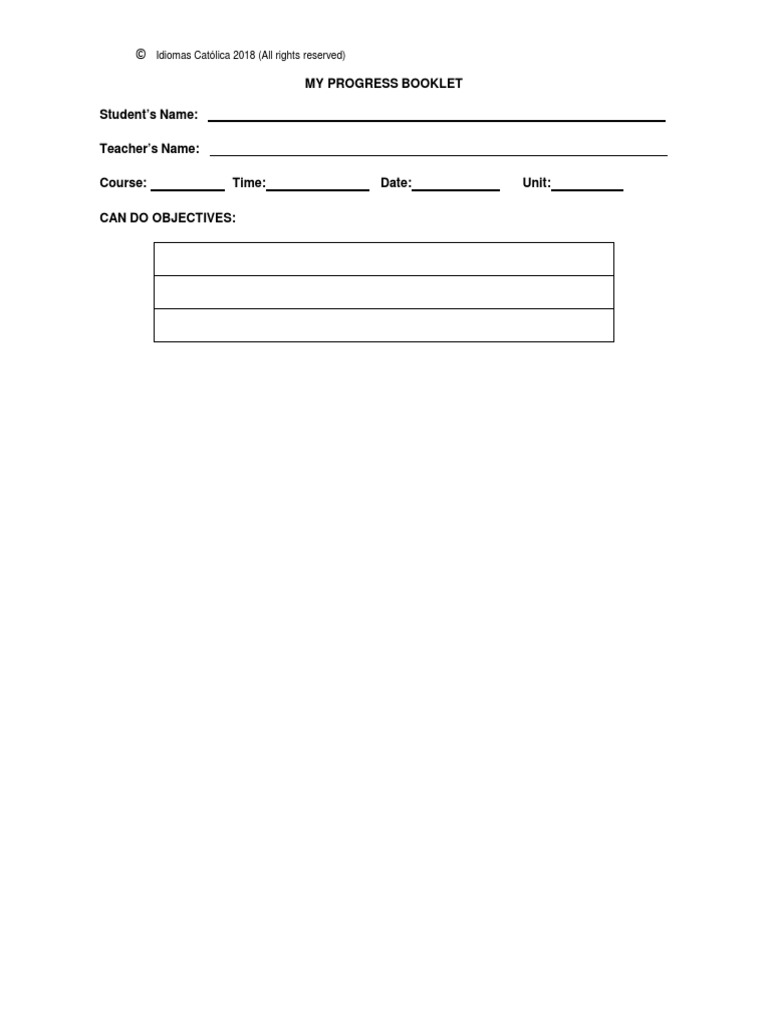 My Progress Booklet Template Ib9-Ib12 PDF | PDF