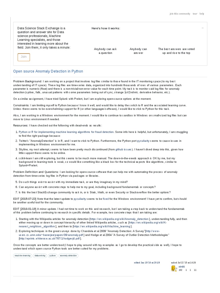 Open Source Anomaly Detection in Python | PDF | Time Series | Machine ...