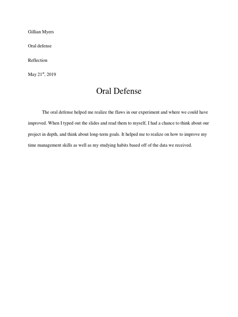 Oral Defense Reflection | PDF