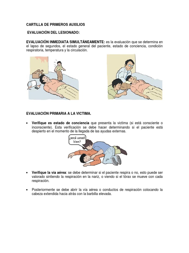 Cartilla de Primeros Auxilios | PDF | Reanimación cardiopulmonar | Especialidades Medicas
