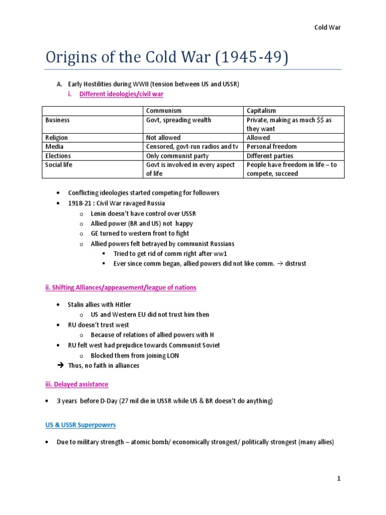 IB History Origins of Cold War | PDF | Korean War | Cold War