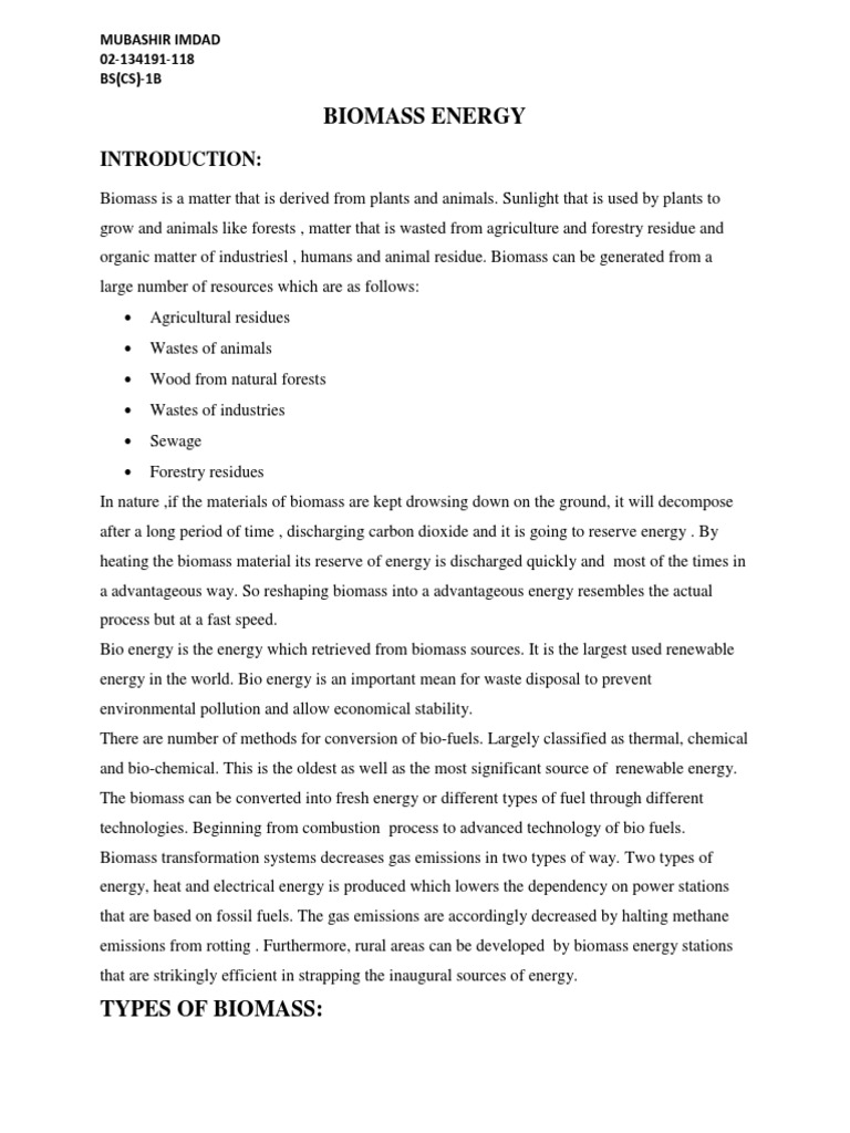 Biomass Energy | PDF | Biomass | Bioenergy